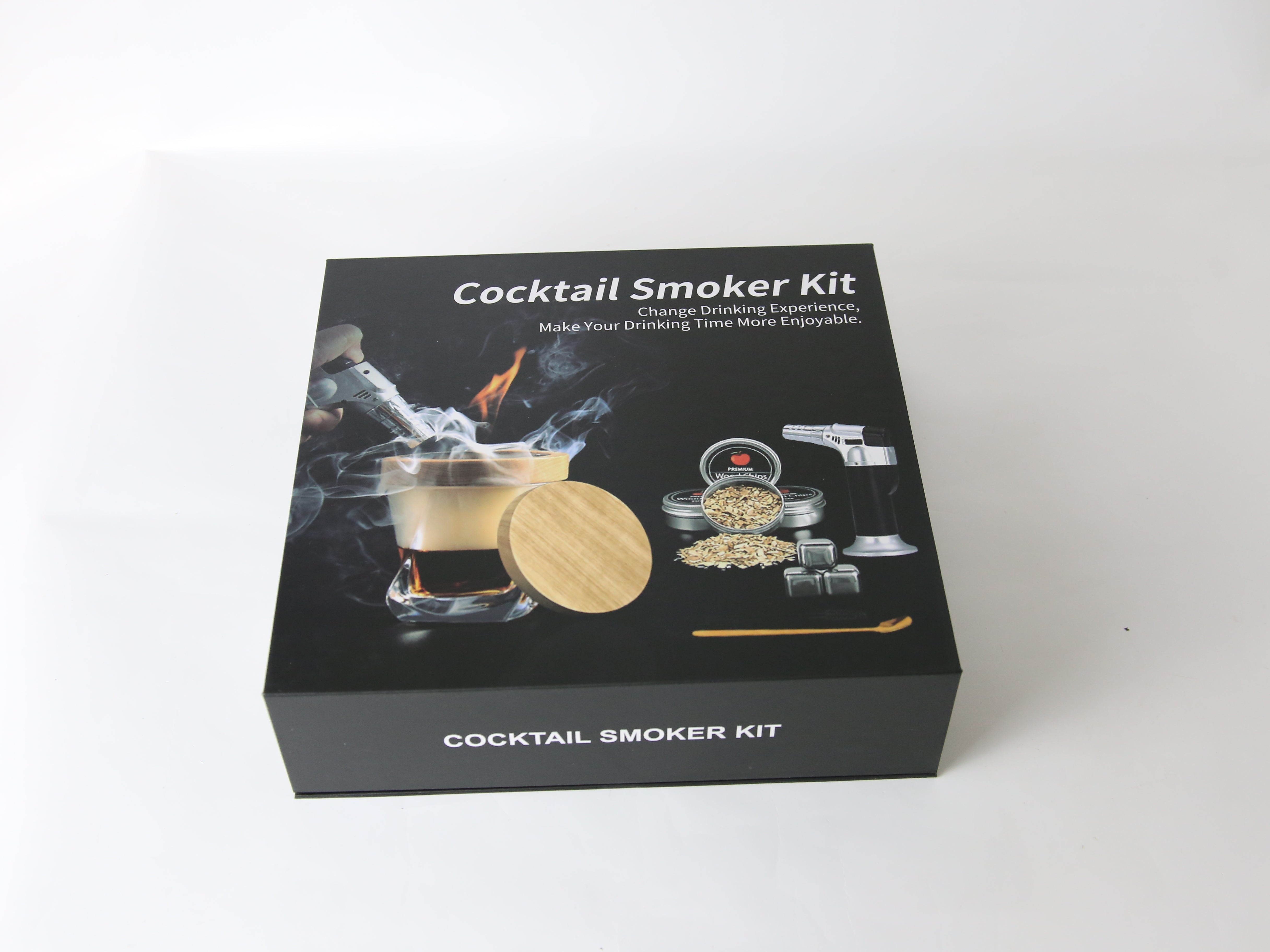 Cocktail Smoker Kit with 4 Wood Chips and 6 Stainless Steel Whiskey St ...