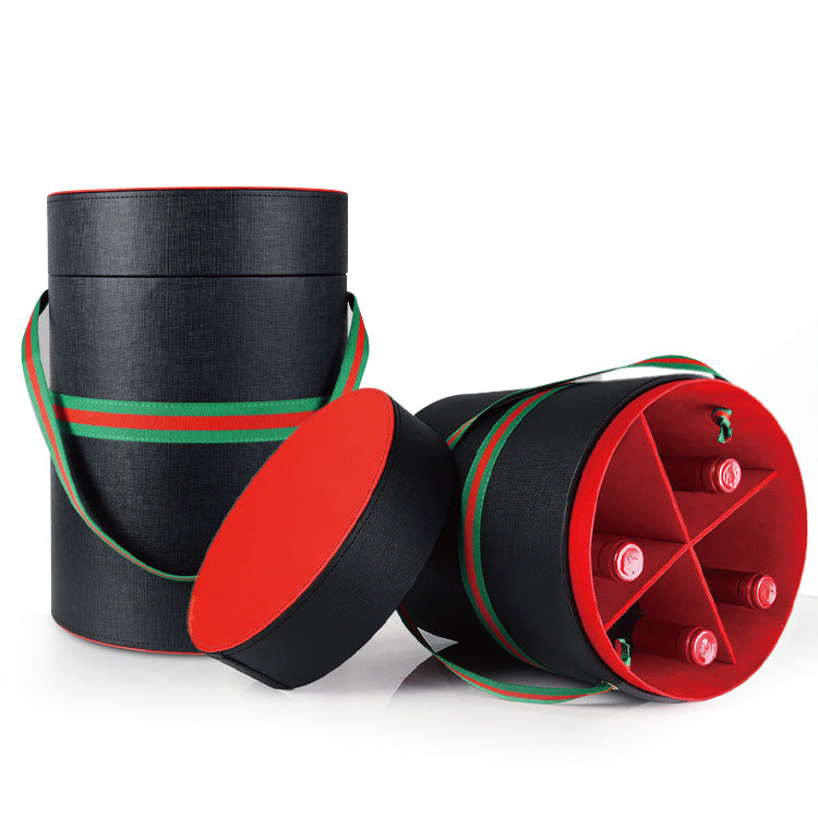 Four Wine Box in Black Leather Large Versatile Storage Box Gift Box ...